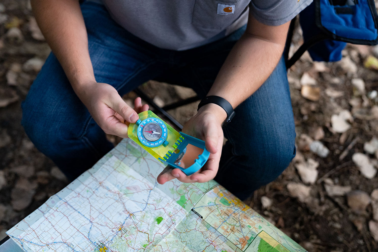 UST Ultimate Survival Hi Vis Folding Map Compass - KnifeCenter - 1156797
