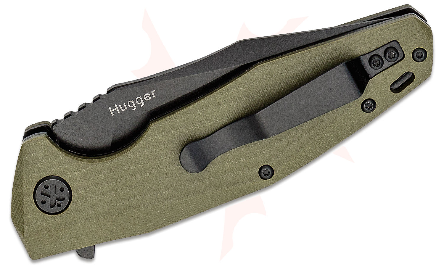 Ultra-X Hugger Flipper Knife 3.58" 440C Black Clip Point Blade, OD ...