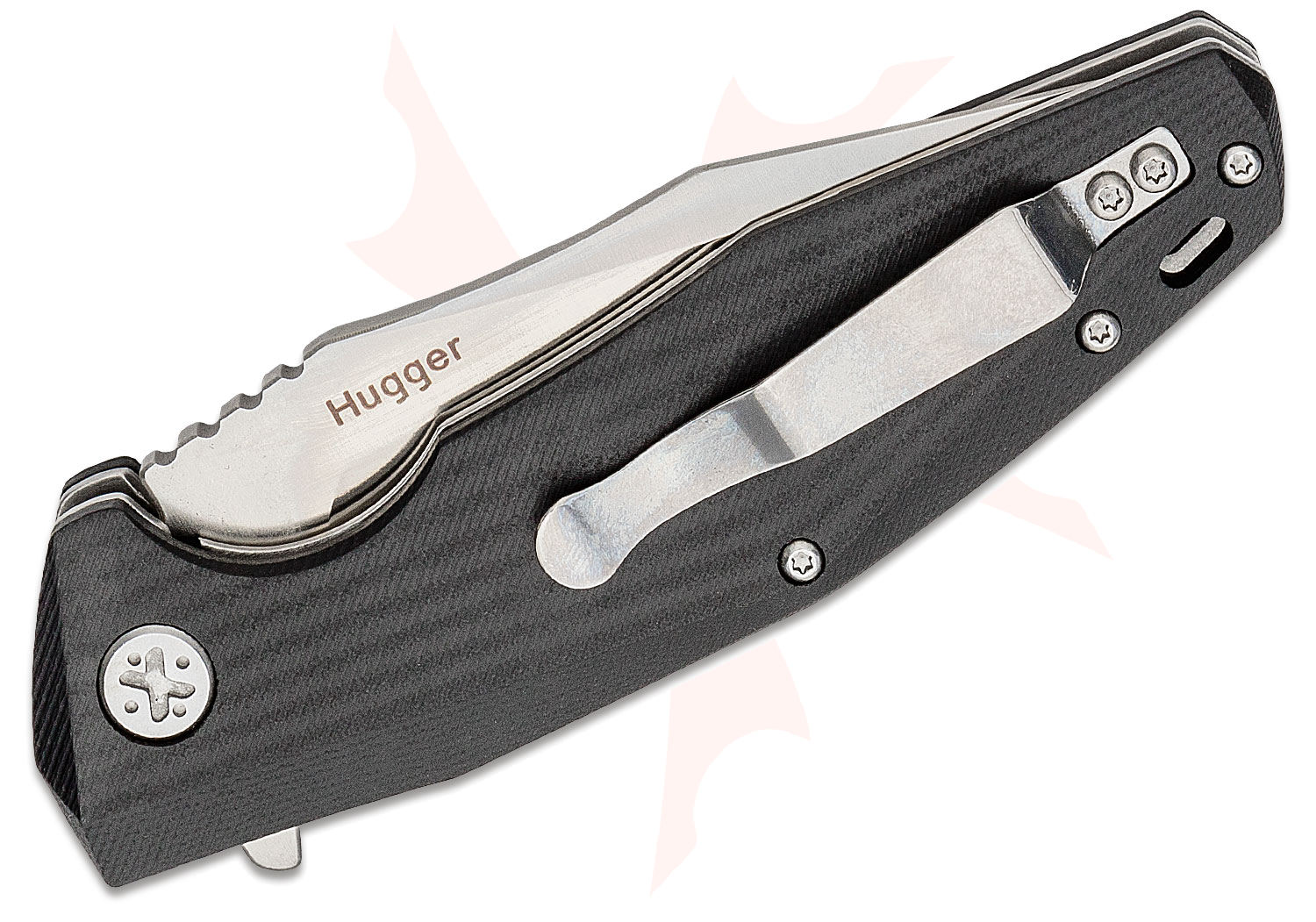 Ultra-X Hugger Flipper Knife 3.58" D2 Satin Clip Point Blade, Black G10 ...