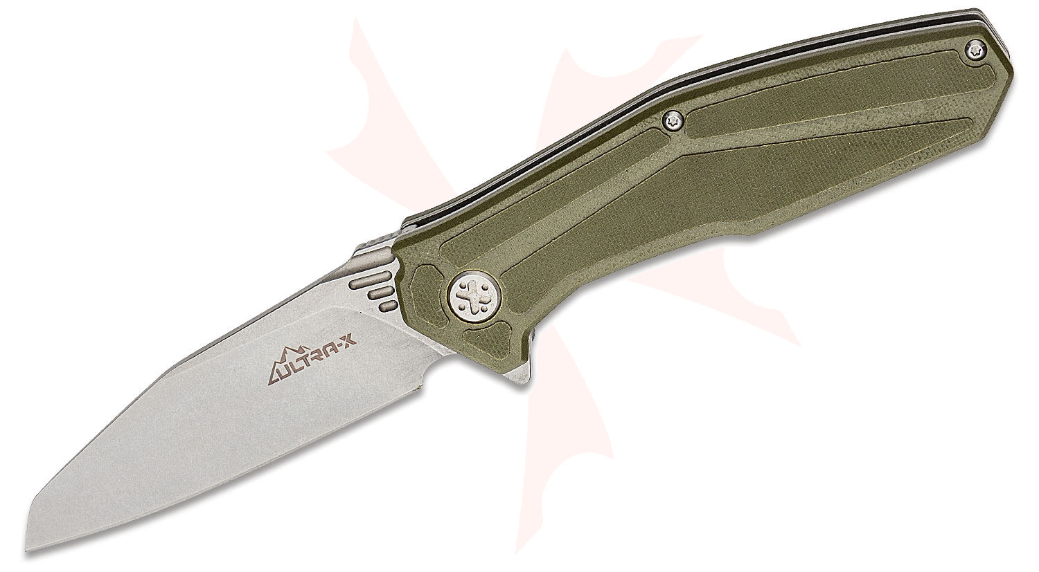 Ultra-X Omen Flipper Knife 3.47" AUS-8 Stonewashed Reverse Tanto Blade ...