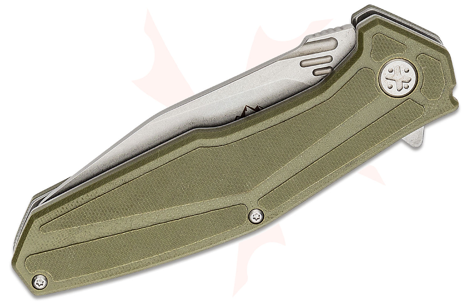 Ultra-X Omen Flipper Knife 3.47" AUS-8 Stonewashed Reverse Tanto Blade ...