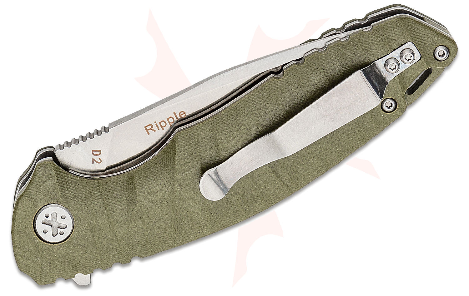 Ultra-X Ripple Flipper Knife 3.39" D2 Satin Drop Point Blade, Milled OD ...
