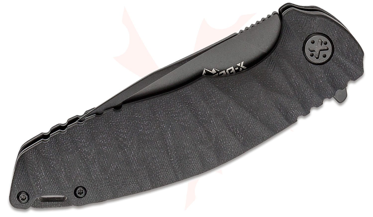Ultra-X Ripple Flipper Knife 3.39" 440C Black Titanium Drop Point Blade ...