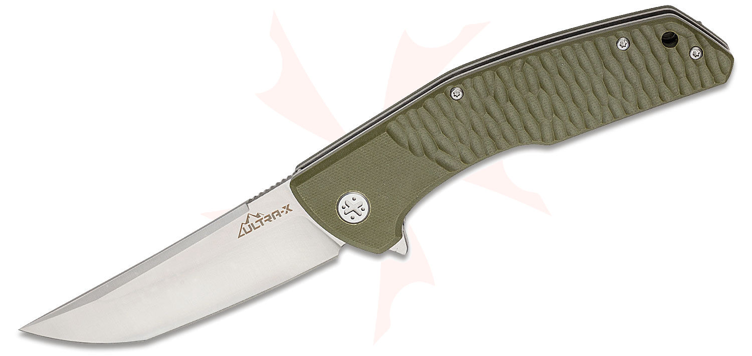 Ultra-X Rhino Flipper Knife 3.88" 9Cr18MoV Satin Tanto Blade, Textured ...