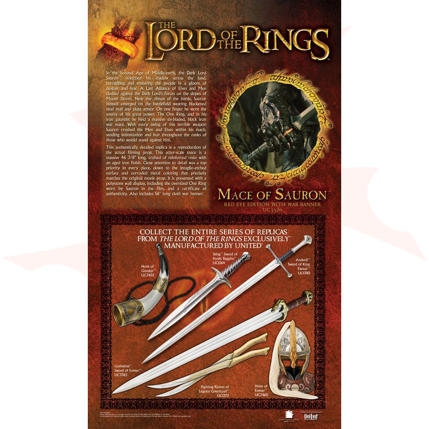 United Cutlery The Lord of the Rings Mace of Sauron with One Ring and ...