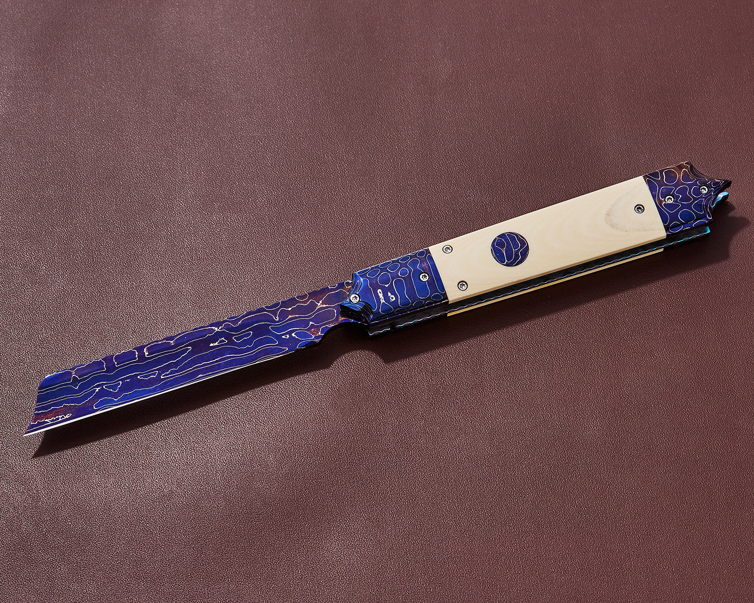 Rainy Vallotton Custom Straight Razor Automatic Liner Lock Folding ...