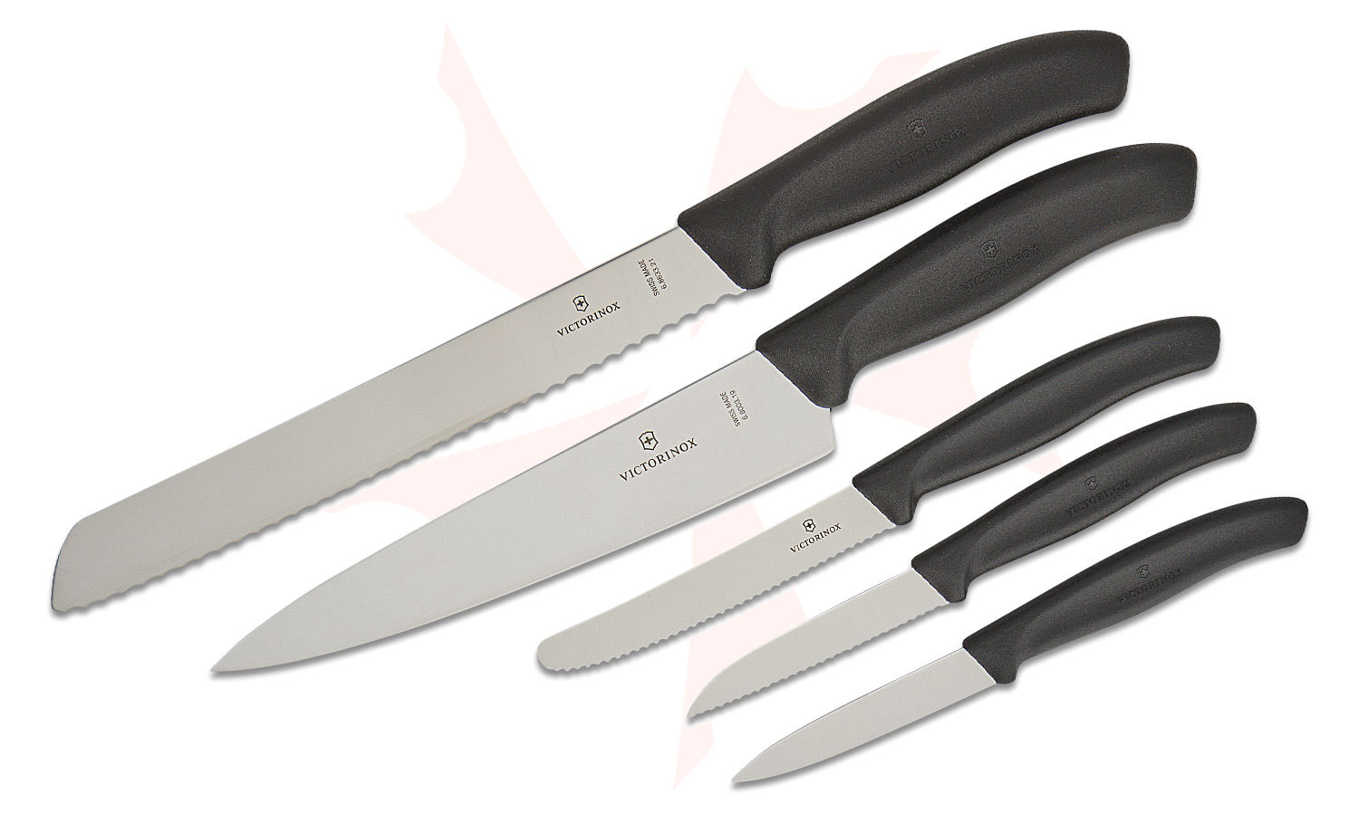 Victorinox Swiss Classic 5-Piece Kitchen Knife Set, Black TPE Handles ...