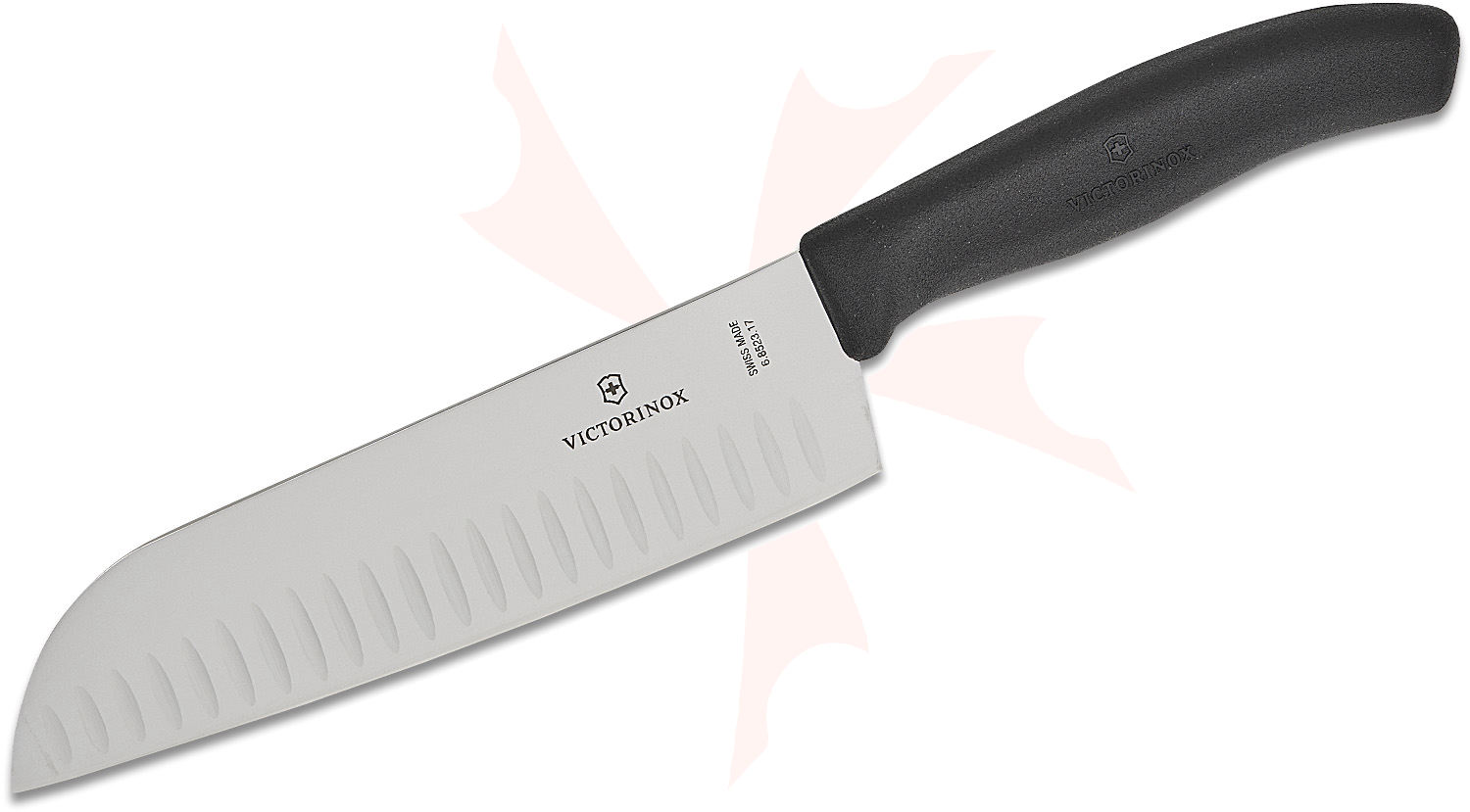 Victorinox Swiss Classic 7" Santoku Knife, Granton Edge, Black TPE ...