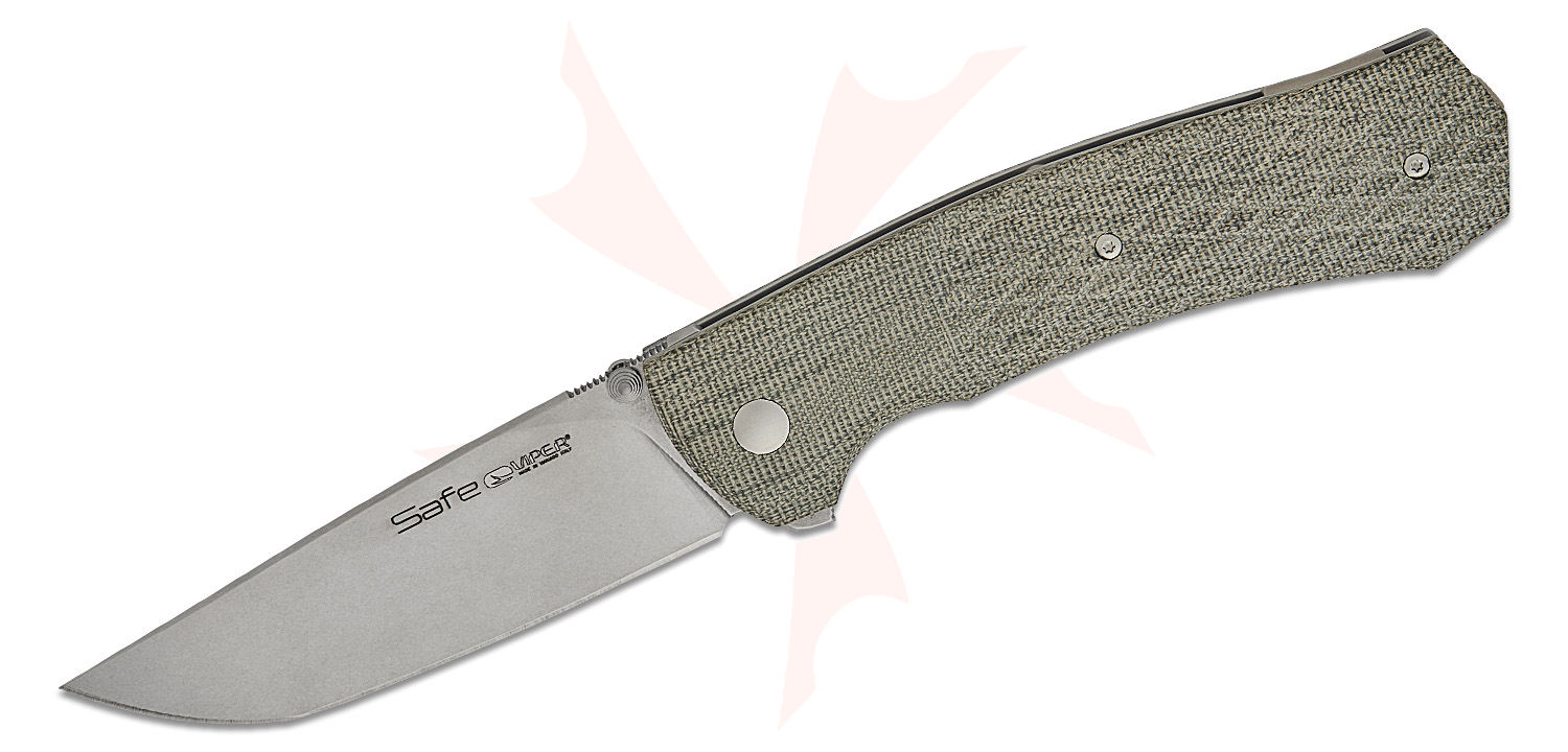 Viper Knives Safe Liner Lock Flipper Knife 3.74" M390 Stonewashed Tanto ...