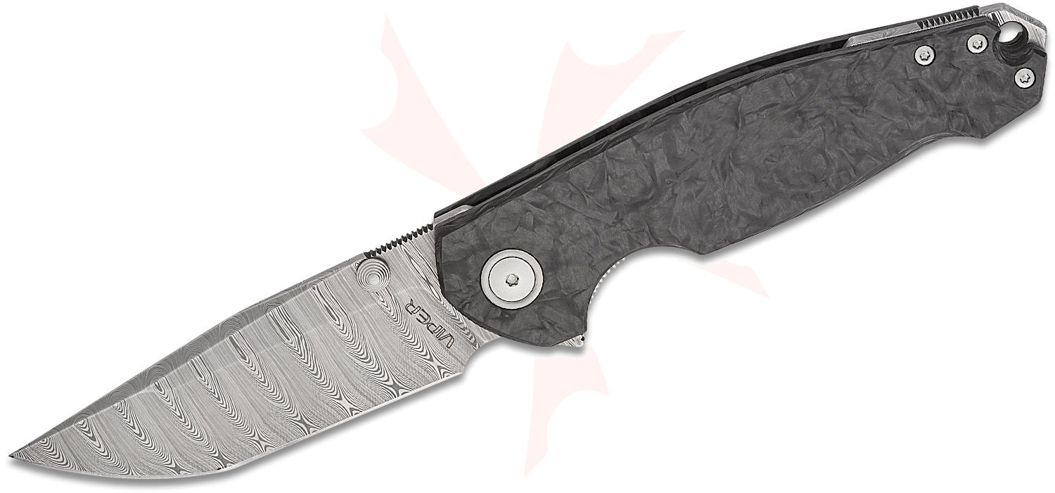 Viper Knives Vox Katla Limited Edition Flipper Knife 3.25" "Super Dense Twist" Damascus Tanto ...