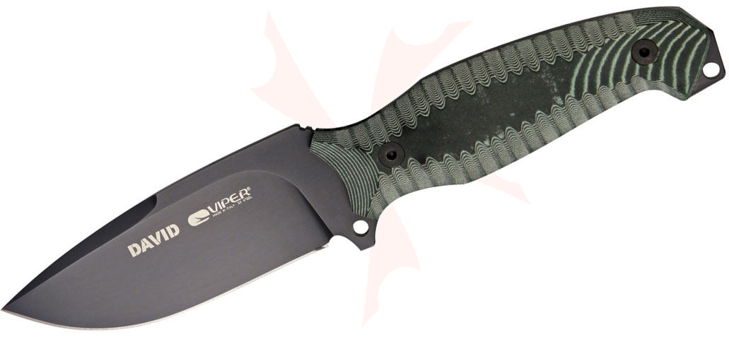 Viper Knives David Fixed 4.25" Black D2 Drop Point Blade, Green ...