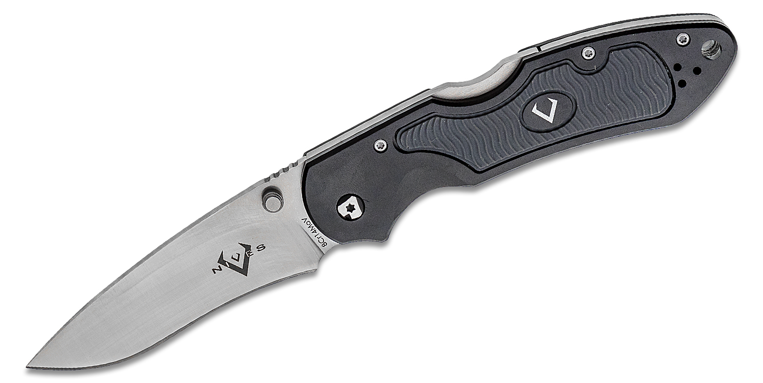 V Nives Griptide Folding Knife 3.25" Satin Drop Point Blade, Black ...
