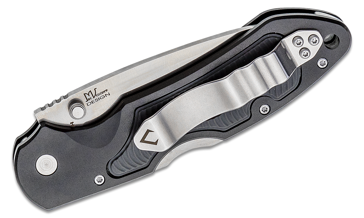 V Nives Griptide Folding Knife 3.25" Satin Drop Point Blade, Black ...