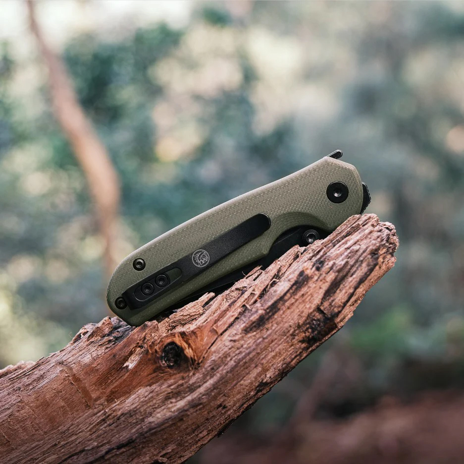 Vosteed Knives Chipmunk Liner Lock Flipper Knife 2.64" 14C28N Black Stonewashed Modified Drop ...