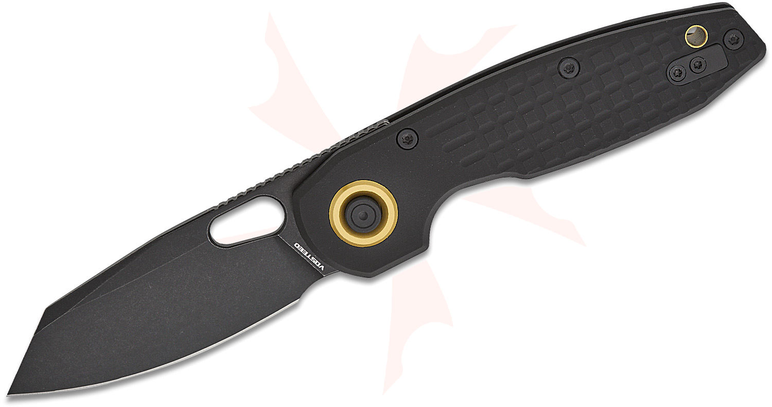 Vosteed Knives Ankylo Vanchor Lock Flipper Knife 3.18" Elmax Black Stonewashed Reverse Tanto ...