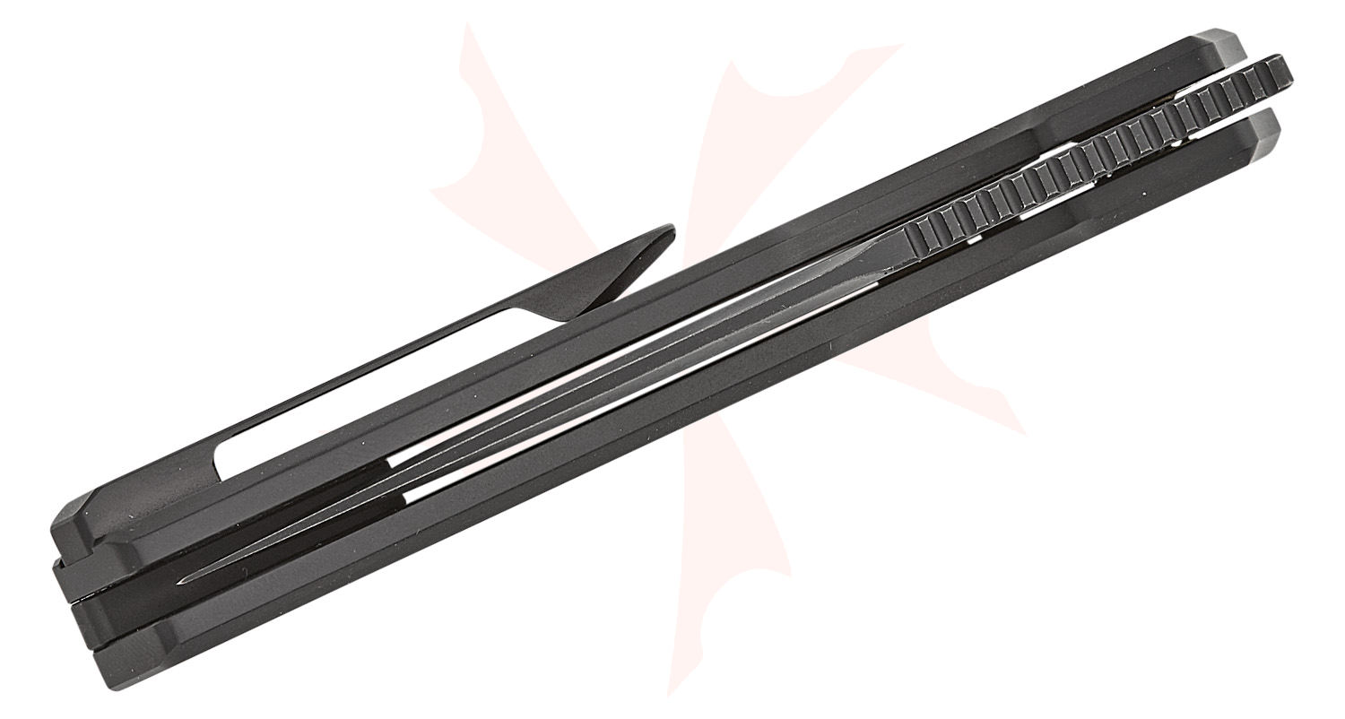 Vosteed Knives Geoff Blauvelt Psyop Top Liner Lock Front Flipper Knife 3.32" Elmax Black ...