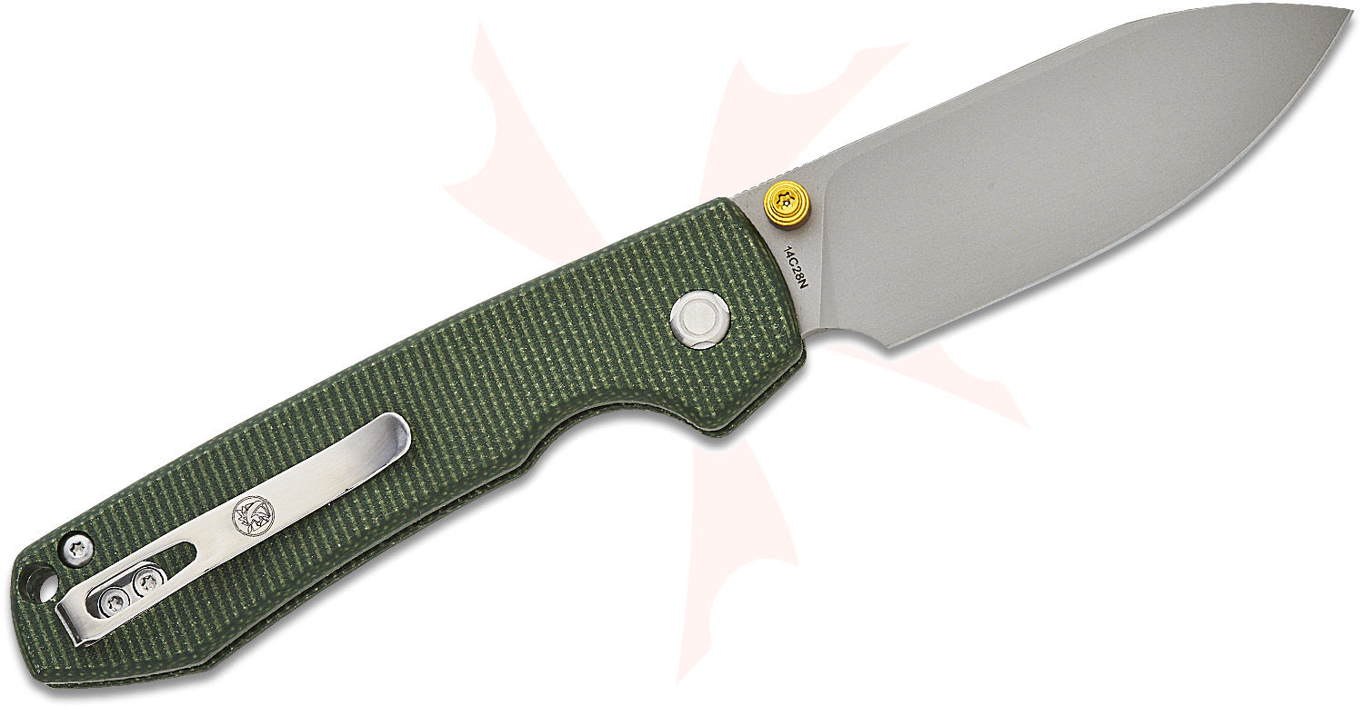 Vosteed Knives Raccoon Button Lock Folding Knife 3.25" Sandvik 14C28N Stonewashed Drop Point ...