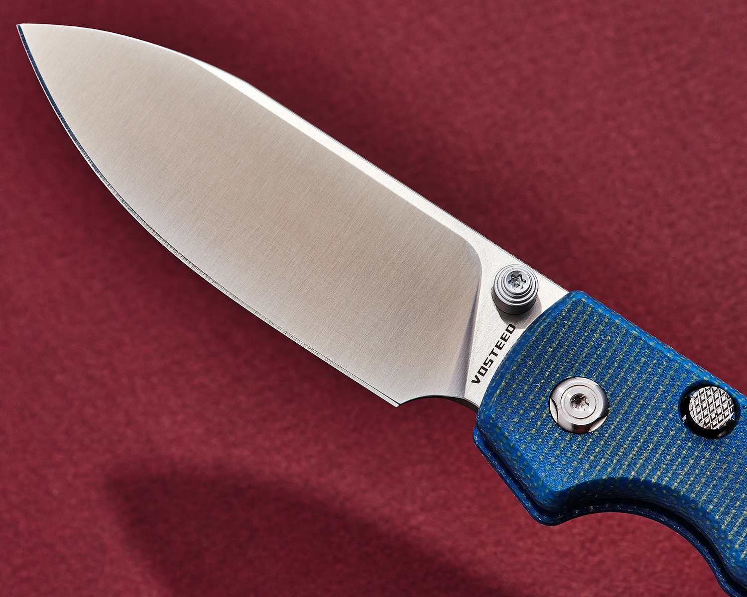 Vosteed Knives Raccoon Button Lock Folding Knife 3.25" Sandvik 14C28N Satin Drop Point Blade ...