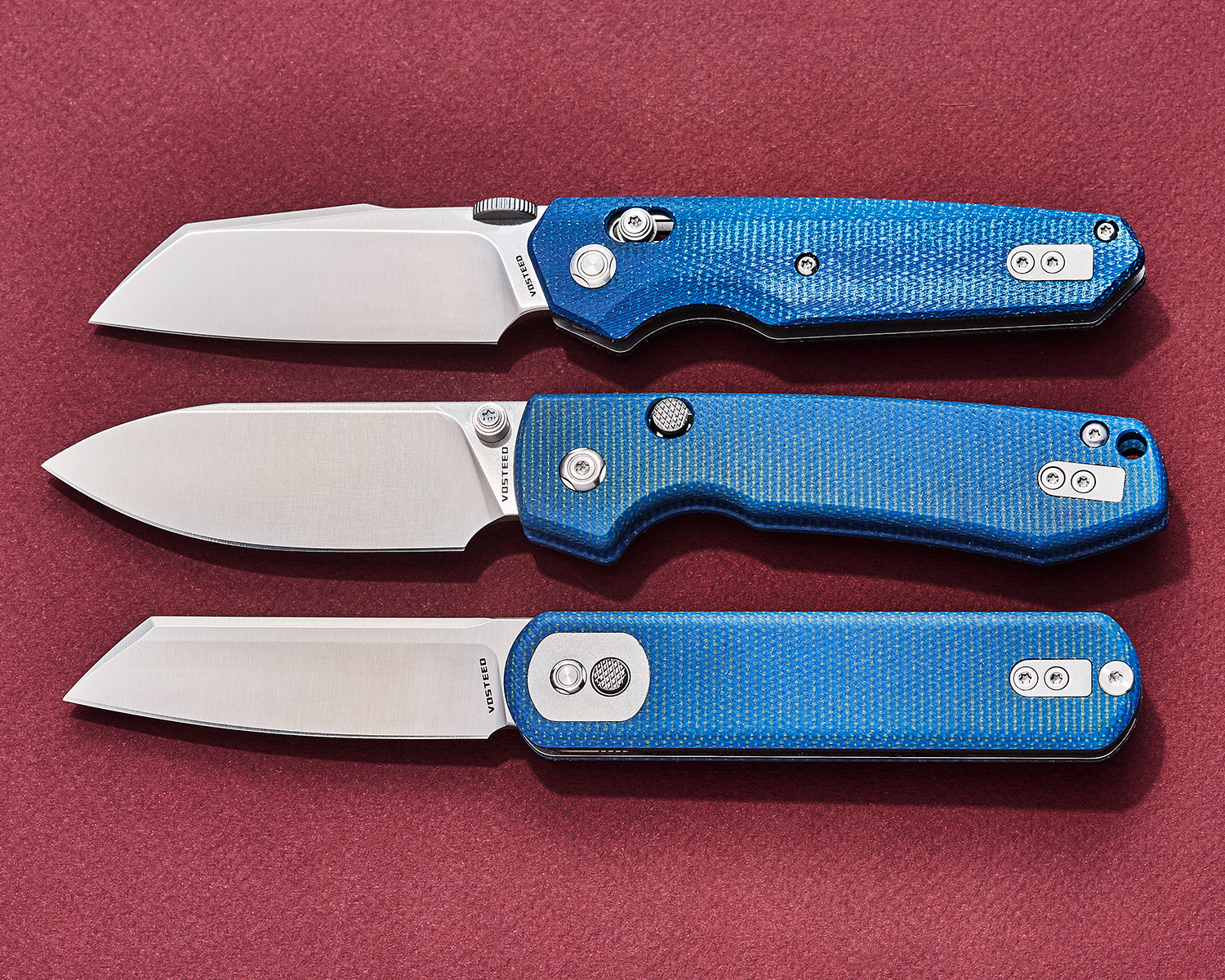 Vosteed Knives Raccoon Button Lock Folding Knife 3.25" Sandvik 14C28N Satin Drop Point Blade ...