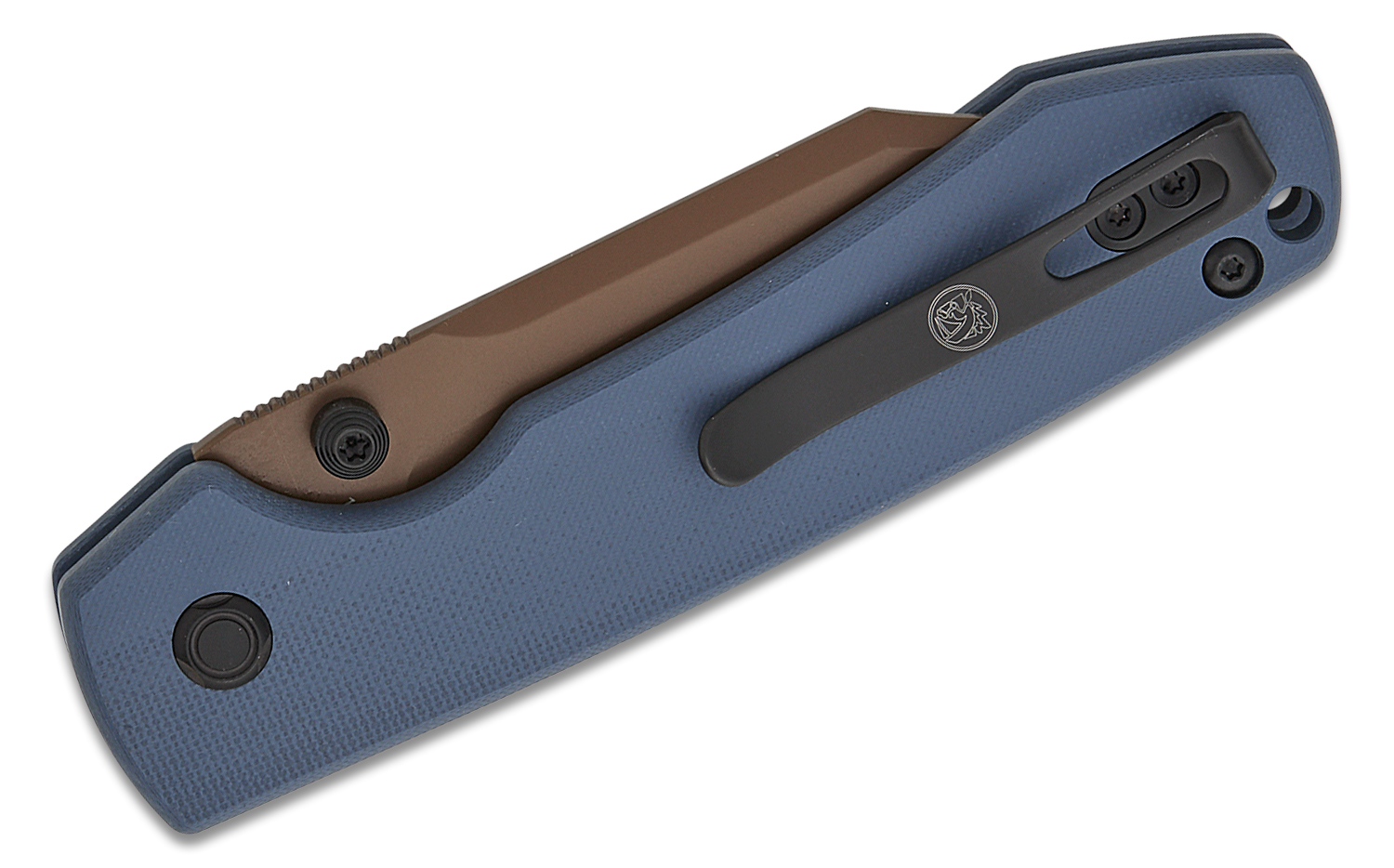 Vosteed Knives Raccoon Button Lock Folding Knife 3.25" Sandvik 14C28N Copper Dunes Bowie Blade ...