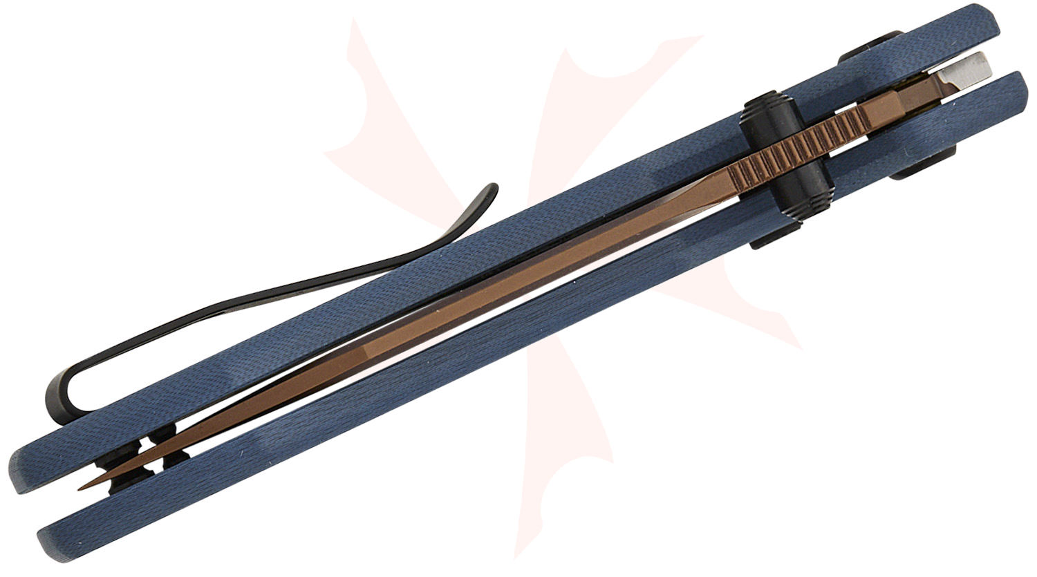 Vosteed Knives Raccoon Button Lock Folding Knife 3.25" Sandvik 14C28N Copper Dunes Bowie Blade ...