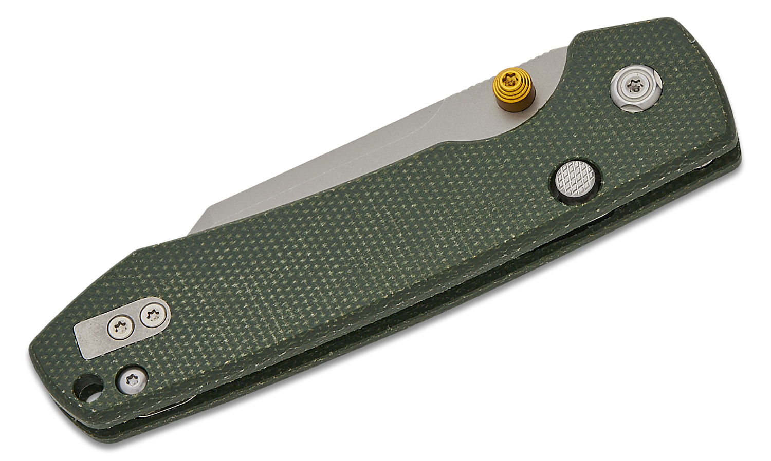 Vosteed Knives Raccoon Button Lock Folding Knife 3.25" Sandvik 14C28N Stonewashed Bowie Blade ...