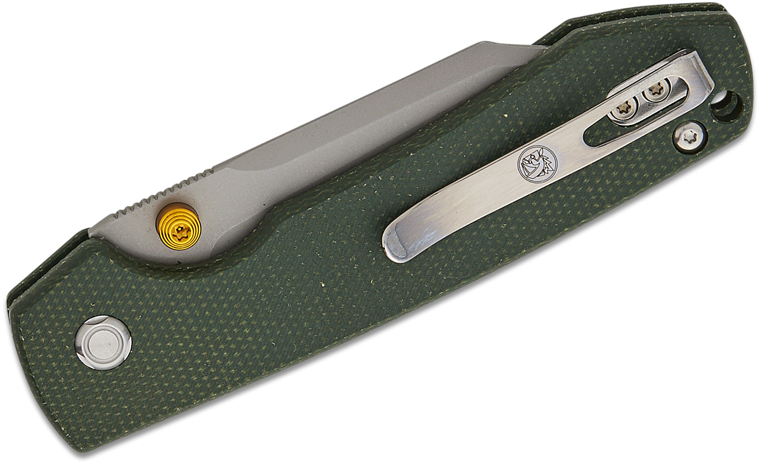 Vosteed Knives Raccoon Button Lock Folding Knife 3.25" Sandvik 14C28N Stonewashed Bowie Blade ...