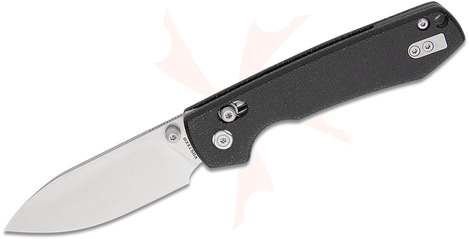 Vosteed Knives Raccoon Crossbar Lock Folding Knife 3.25" Sandvik 14C28N Satin Drop Point Blade ...