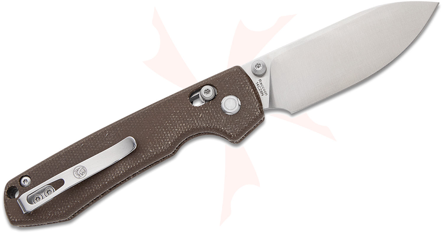 Vosteed Knives Raccoon Crossbar Lock Folding Knife 3.25" Sandvik 14C28N Satin Drop Point Blade ...