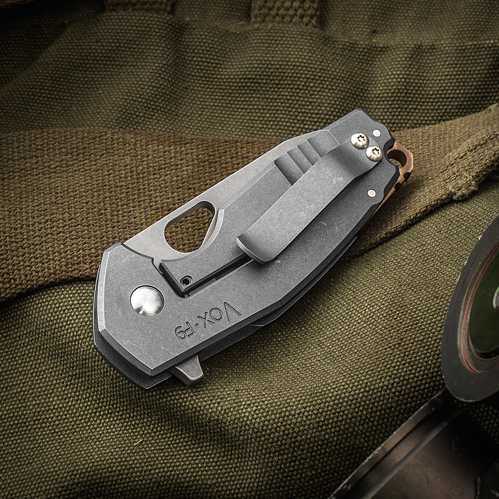 Jesper Voxnaes Custom F9 Flipper 2.375" CPM-154 Blasted/Stonewashed ...