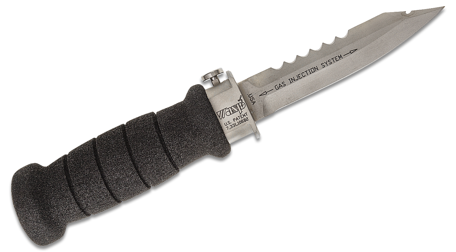 WASP Injection Knife Fixed 5.25" Bead Blasted Blade, Black Ribbed ...