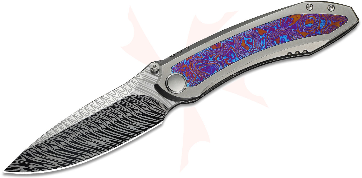 We Knife Company Winsome Nested Frame Lock Front Flipper Knife 3.74" Fafnir Damasteel Drop Point ...