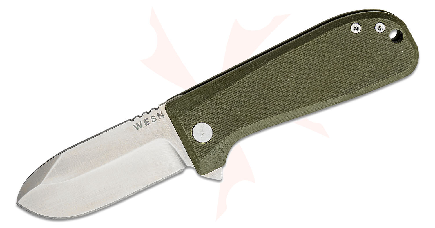 Wesn Goods Allman Flipper Knife 2.8" S35VN Satin Drop Point Blade, OD ...