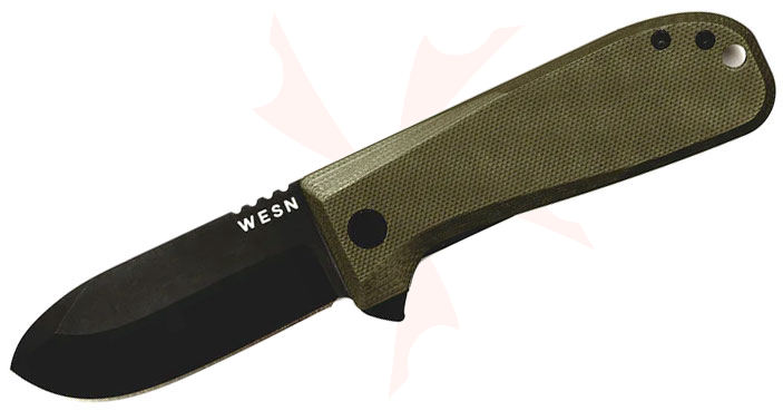 Wesn Goods Allman Flipper Knife 2.8" S35VN Black Drop Point Blade, OD ...