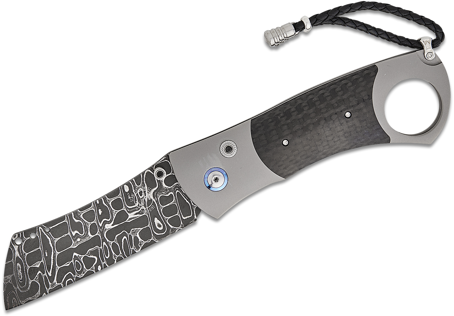 William Henry 'Techno' Cigar Cutter Folding Knife 2.75" Nichols Intrepid Damascus Blade ...