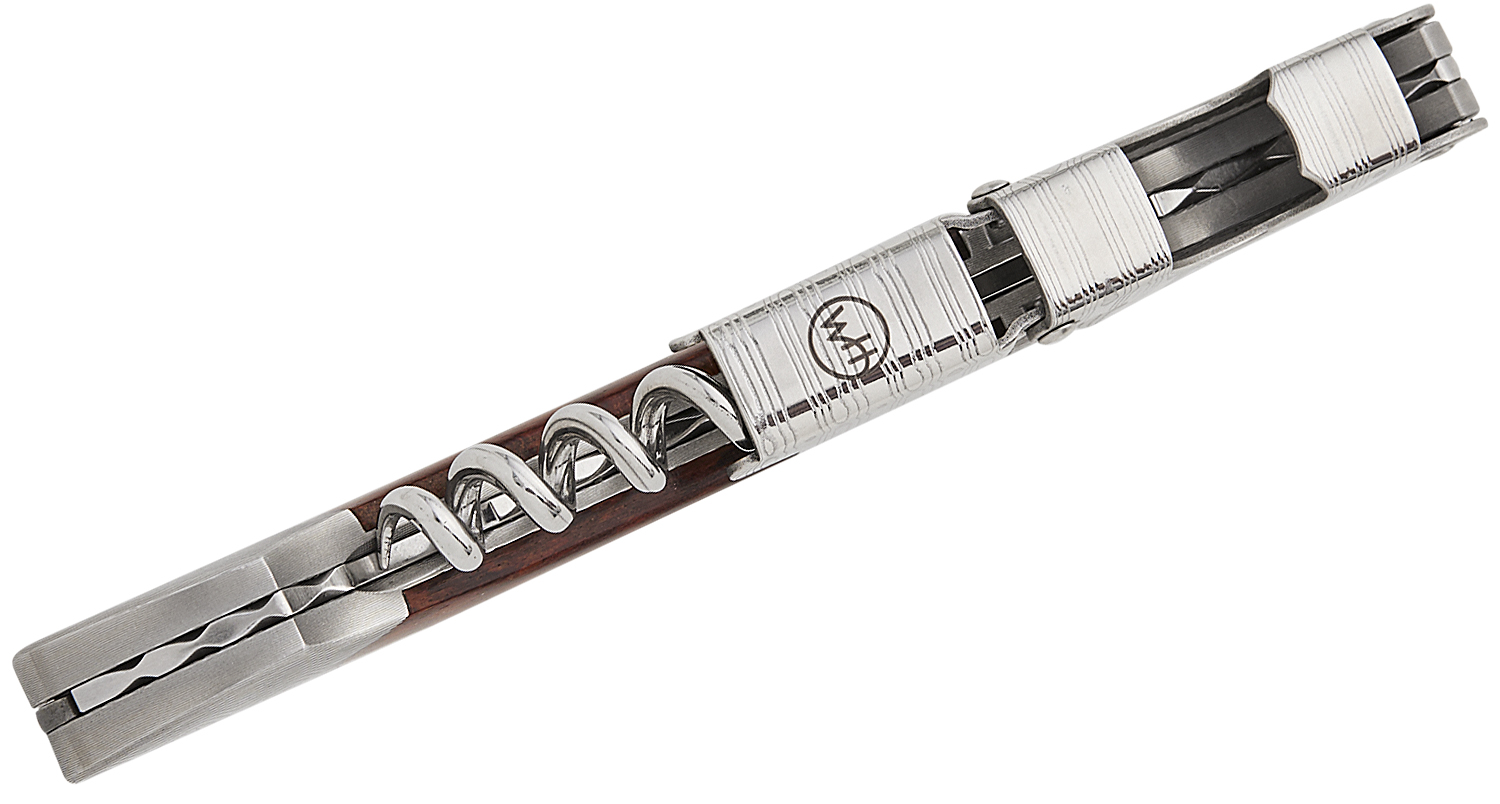 William Henry 'Cluster' Wine Opener & Corkscrew, Damascus and Snakewood - KnifeCenter - S23 SW