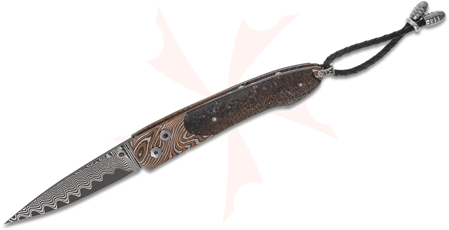 William Henry Lancet 'Barrow' Compact Folding Knife 2.75" Wave Damascus ...