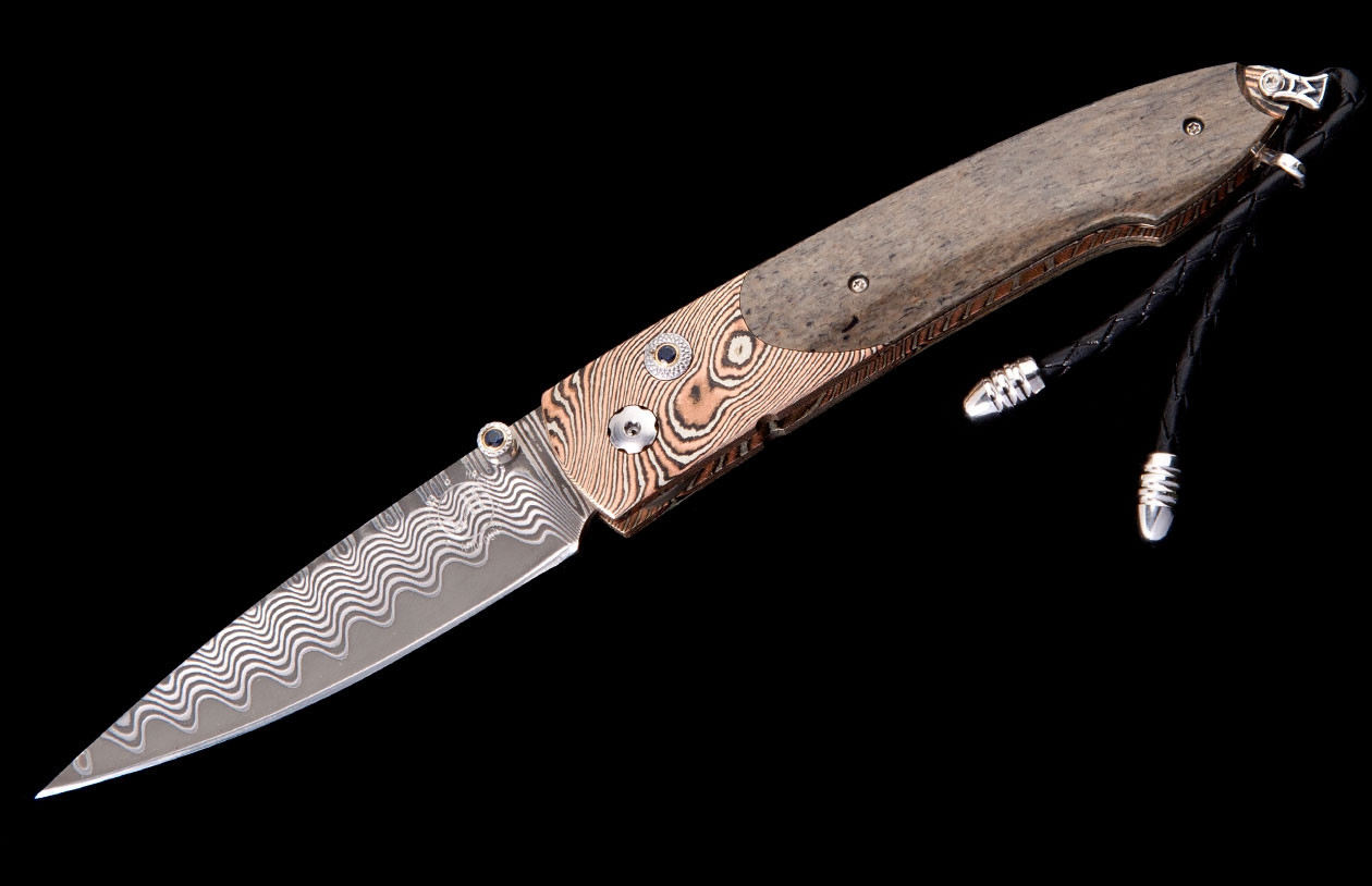 William Henry Lancet 'Barrow' Compact Folding Knife 2.75" Wave Damascus ...