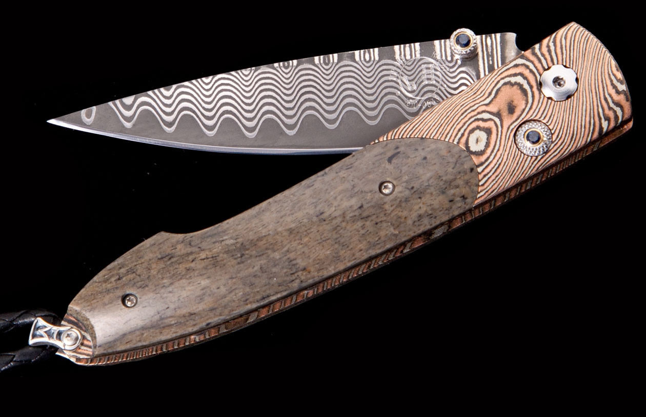 William Henry Lancet 'Barrow' Compact Folding Knife 2.75" Wave Damascus ...