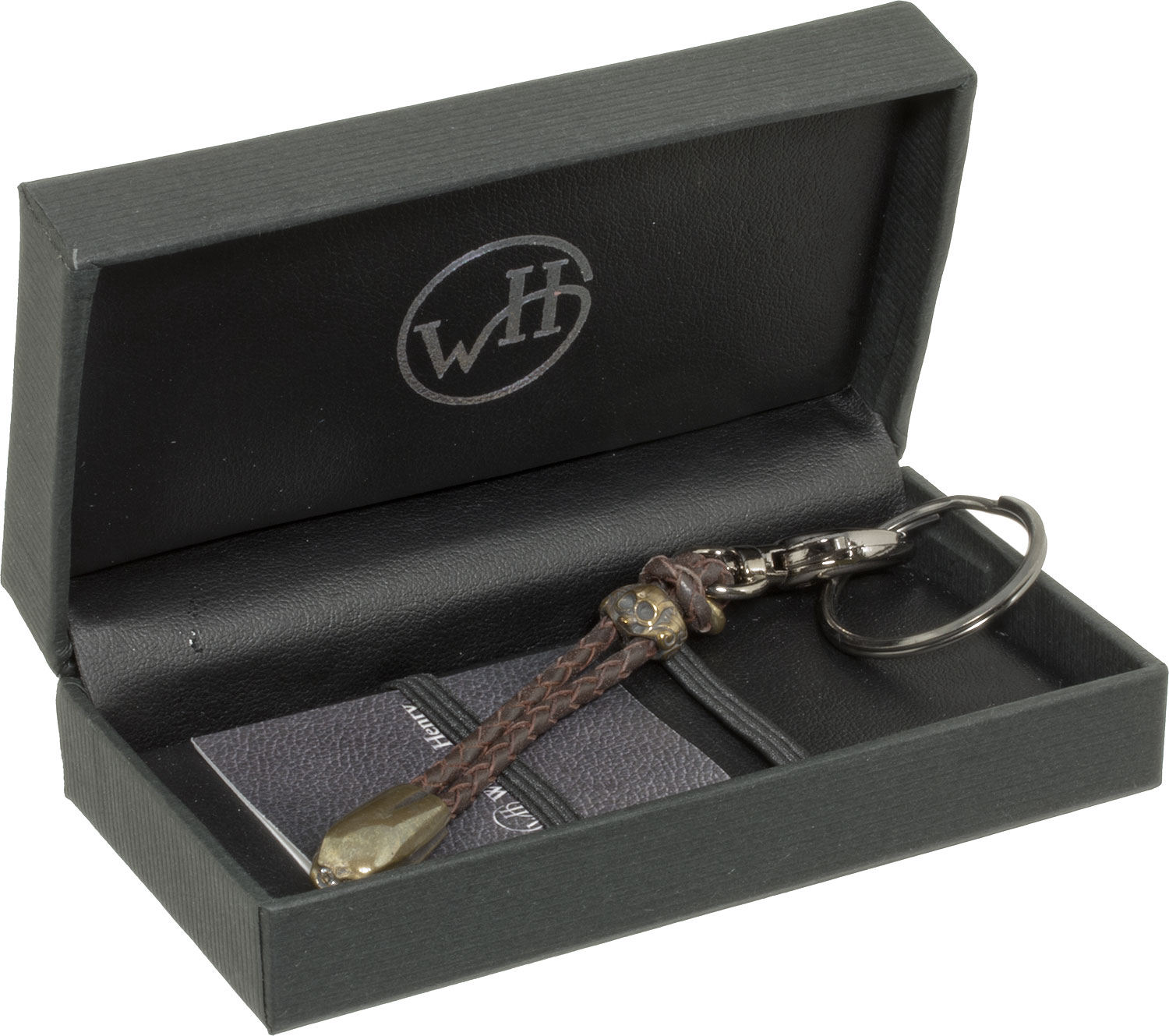 William Henry Touchstone 3 Bronze Skull Keychain with White Topaz ...