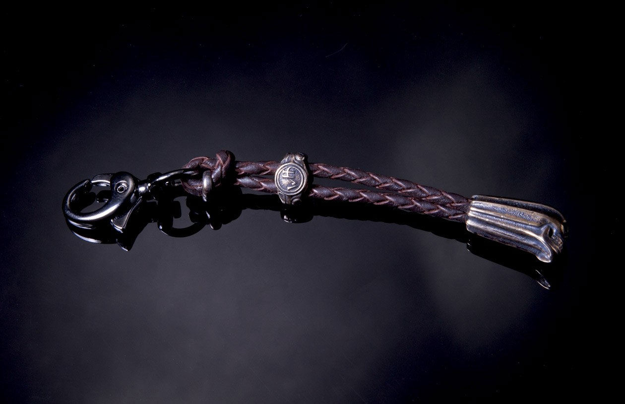 William Henry Touchstone 3 Bronze Skull Keychain with White Topaz ...