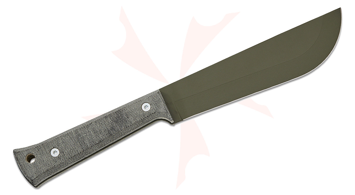 Woodsmonkey by L.T. Wright Half/Chete Fixed Blade Knife 7” 1095 OD Green Cerakote Blade, Black ...