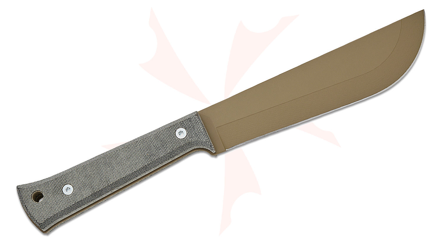 Woodsmonkey by L.T. Wright Half/Chete Fixed Blade Knife 7” 1095 Tan Cerakote Blade, Black ...