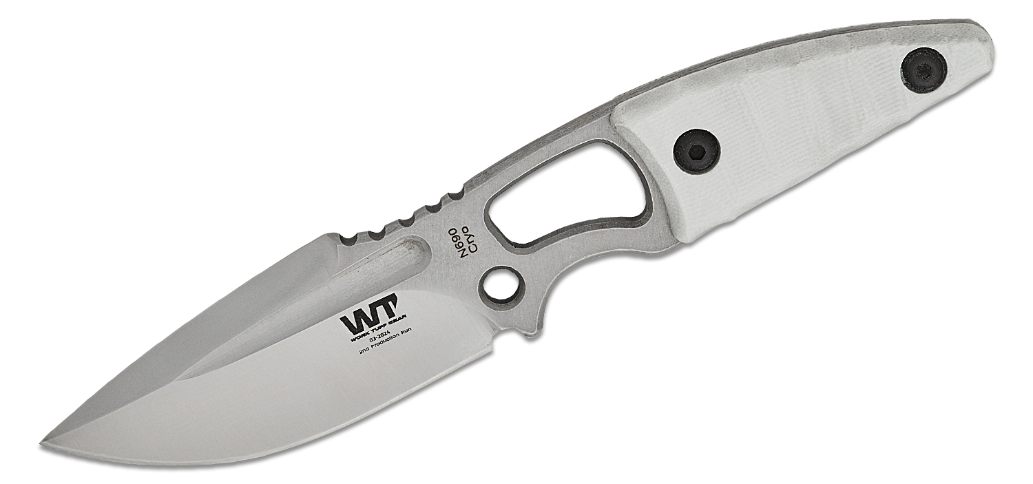 Work Tuff Gear Nymph Gen 2 Fixed Blade Knife 3.1" N690 Satin Drop Point Blade, White G10 Handles ...