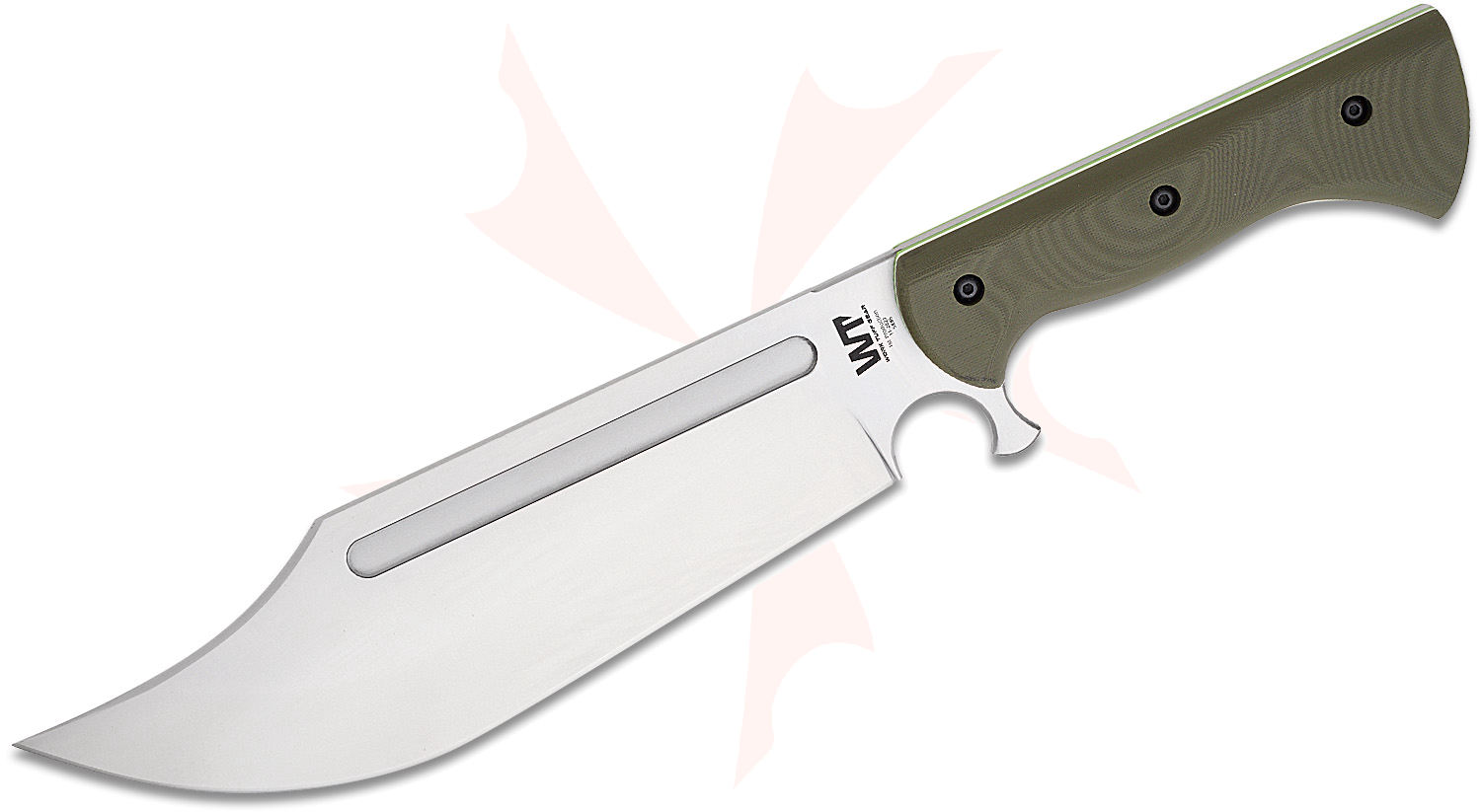 Work Tuff Gear V44X Marine Bowie Fixed Blade Knife 10" SK85 Satin Clip ...