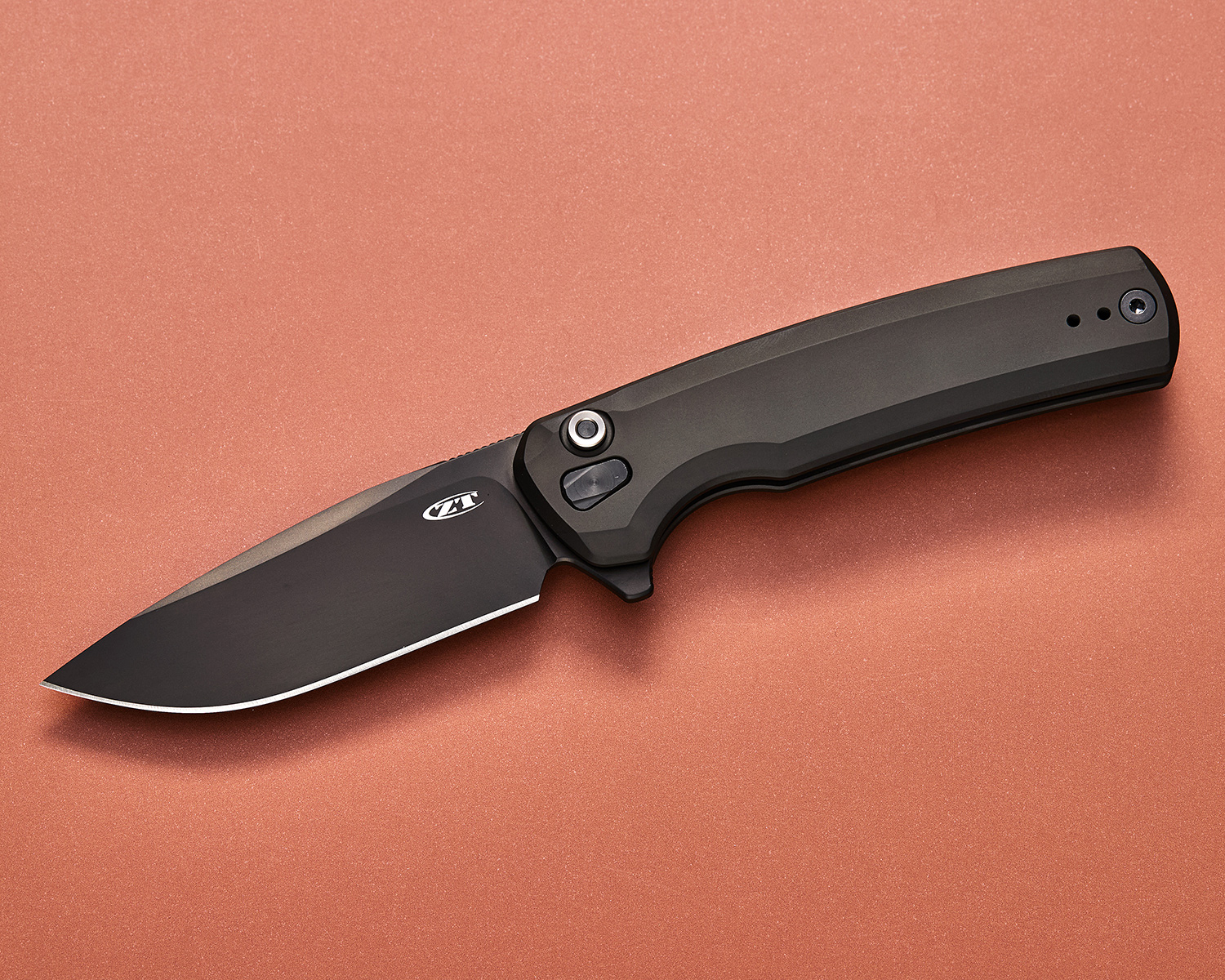 Zero Tolerance 0044BLK Button Lock Flipper Knife 3.2" CPM-S45VN Black ...