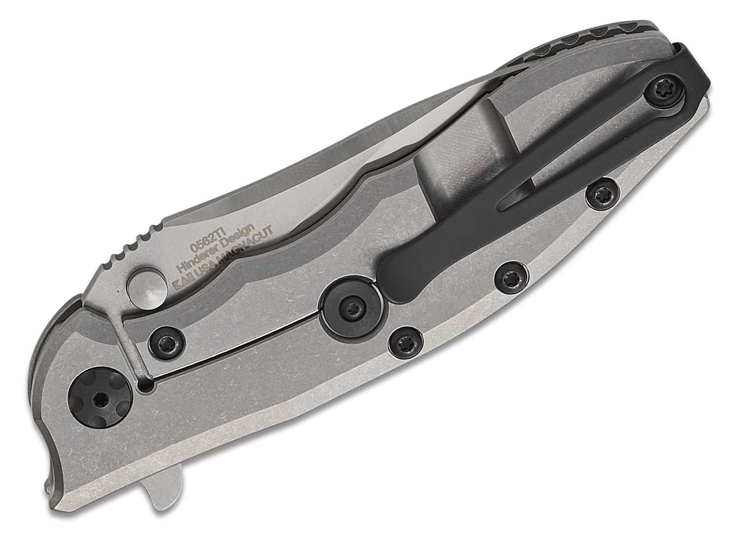 Zero Tolerance 0562TI Hinderer Flipper Knife 3.5" CPM-MagnaCut Satin/Stonewashed Plain Blade ...