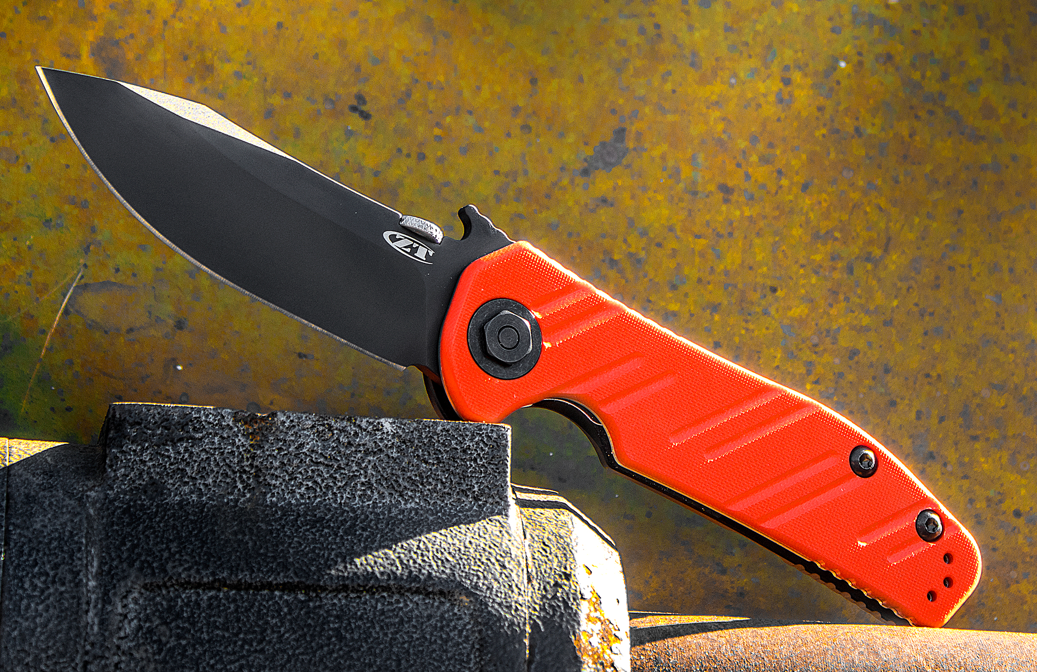 Zero Tolerance Emerson 0630ORBLK Folding 3.6" S35VN Black Blade, Orange ...