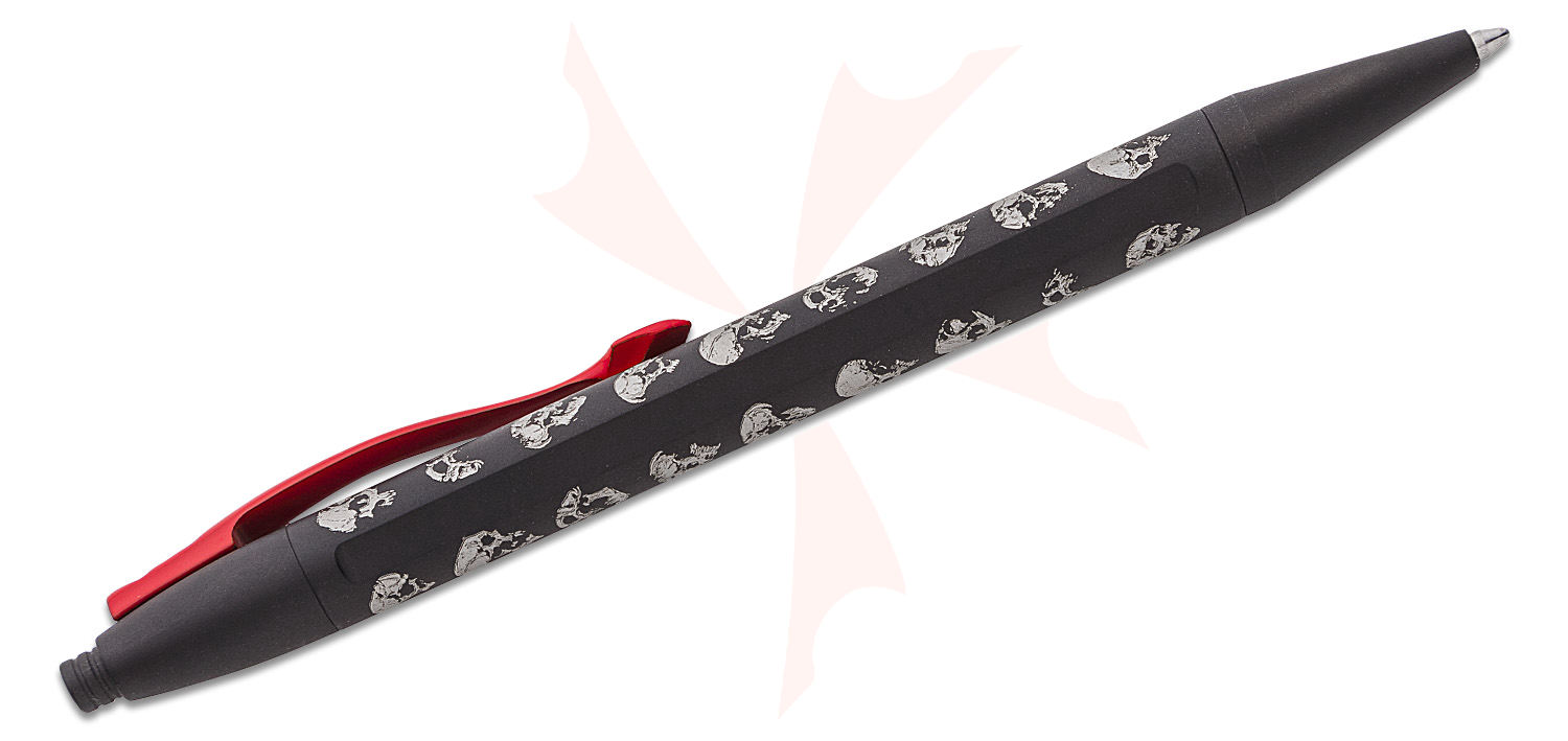 Michael Zieba Devil's Tail Custom Titanium Pen with Skulls V2 Engraving ...
