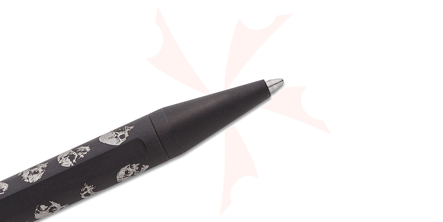 Michael Zieba Devil's Tail Custom Titanium Pen with Skulls V2 Engraving ...